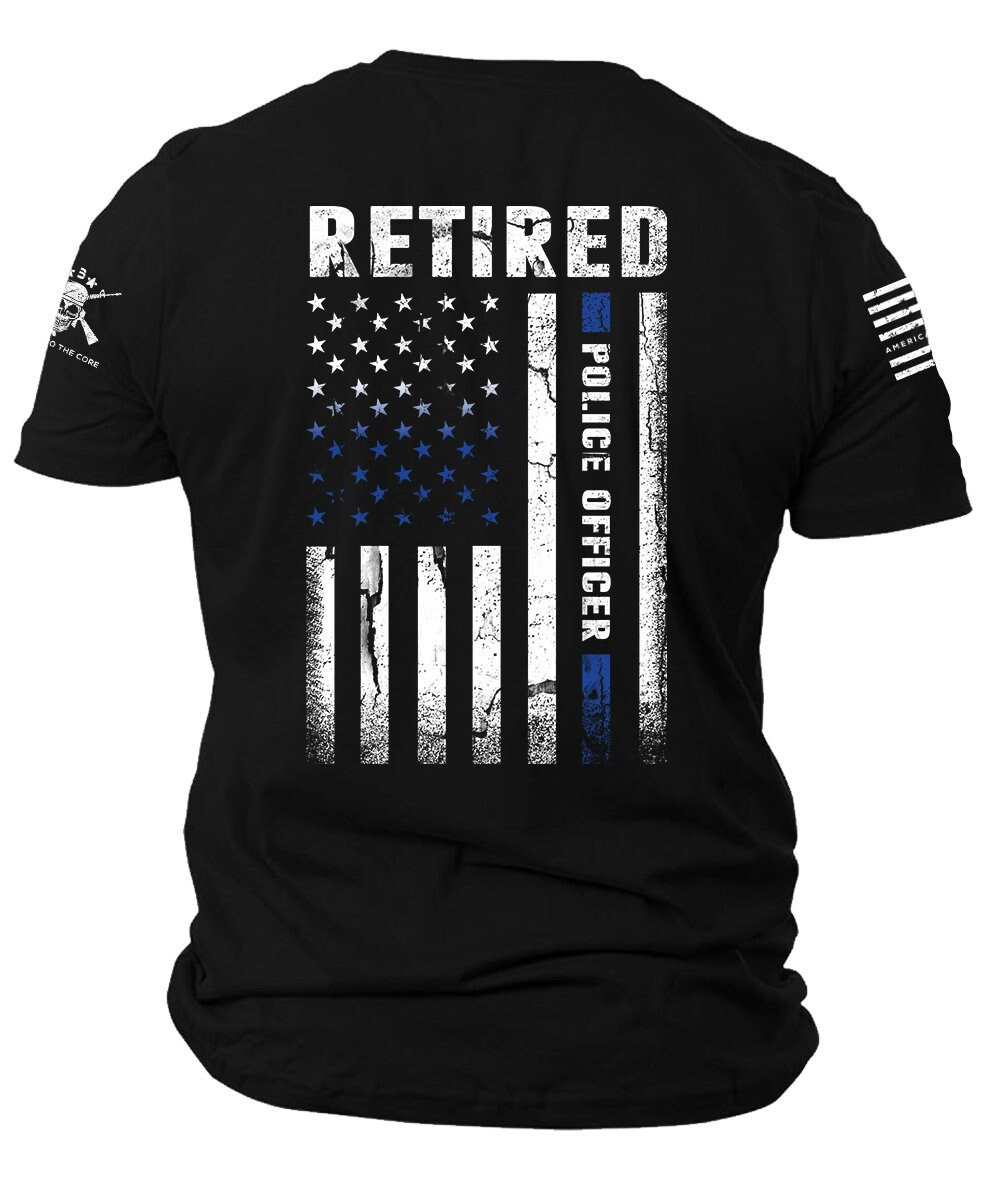 Retired Police Officer American Flag T-shirt | Patriotic Gift - Etsy