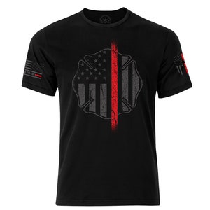 Thin Red Line American Flag Patriotic Firefighter T-shirt | Spartan ...