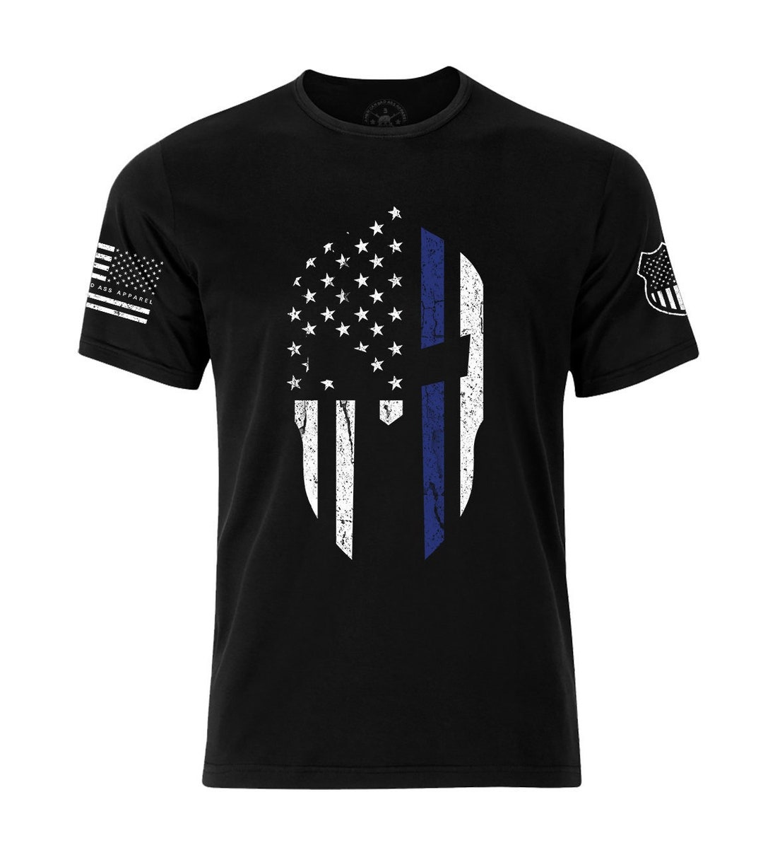 Thin Blue Line Police Officer T-shirt | Spartan Patriotic Flag Shirt ...