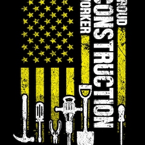 Proud Construction Worker American Flag T-shirt | Unisex Crewneck - Etsy