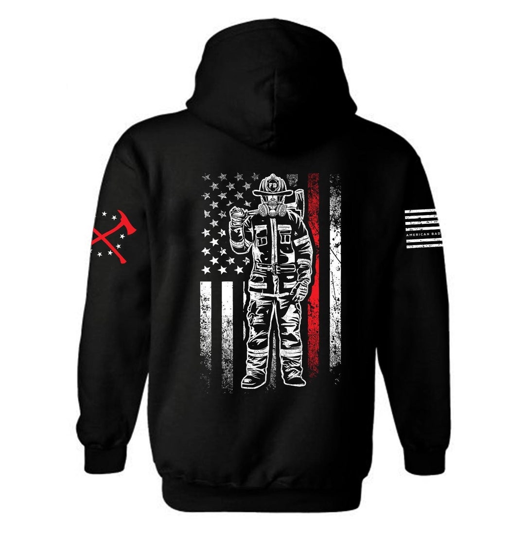 Firefighter Thin Red Line American Flag Hoodie Thin Red Line ...