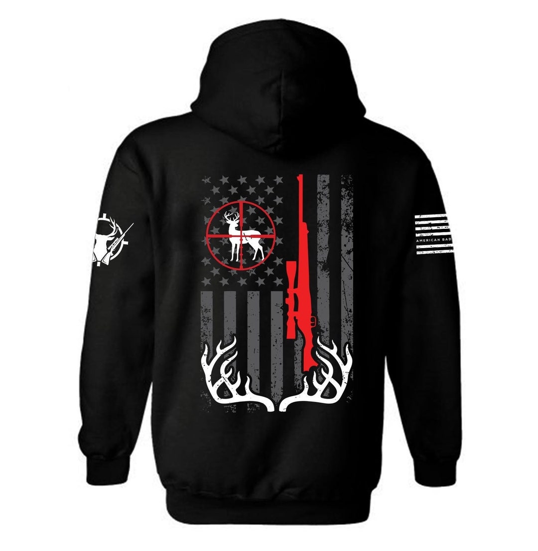 Deer Hunting American Flag Sniper Hoodie Buck Deer Hunting American ...