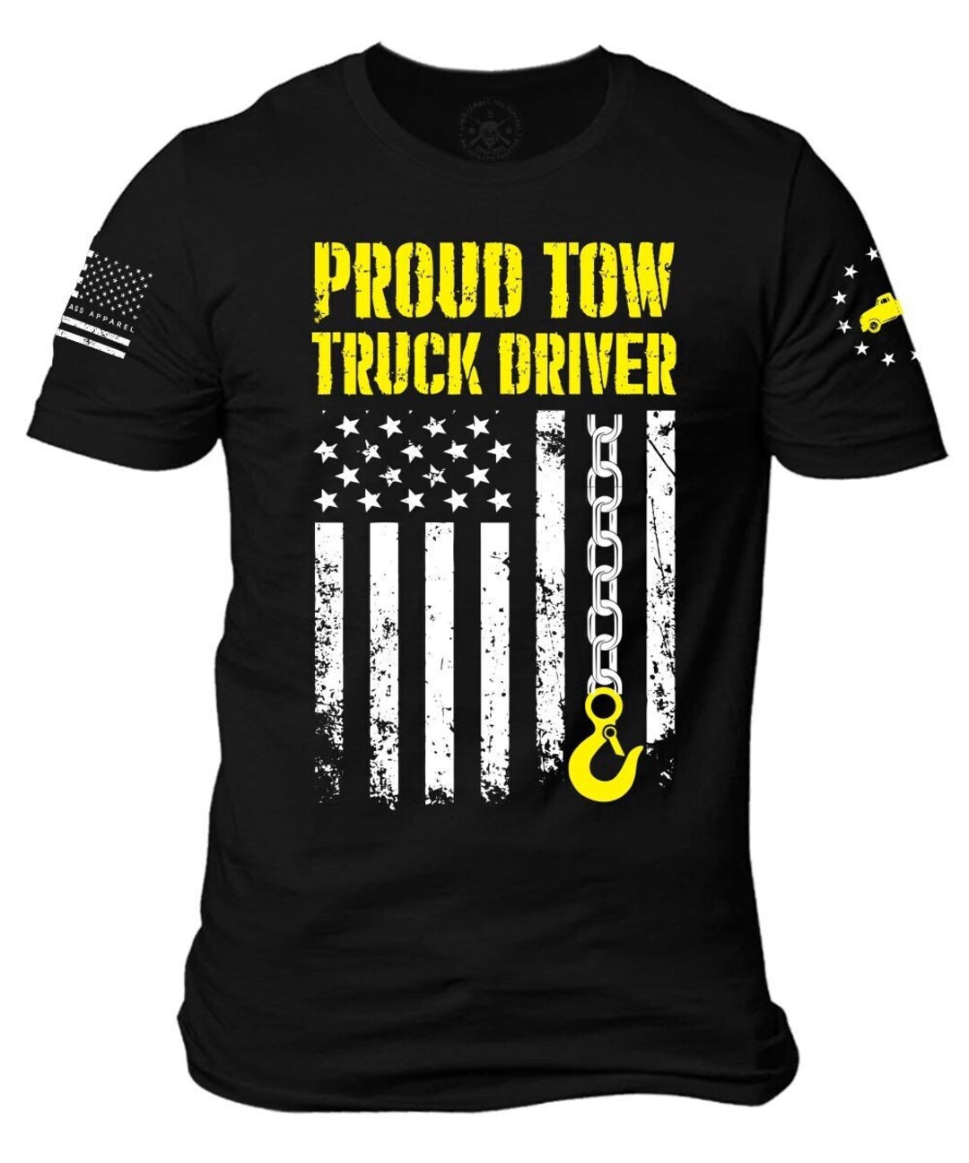 Proud Tow Truck Driver American Flag T Shirt Tow Truck Trucker Car