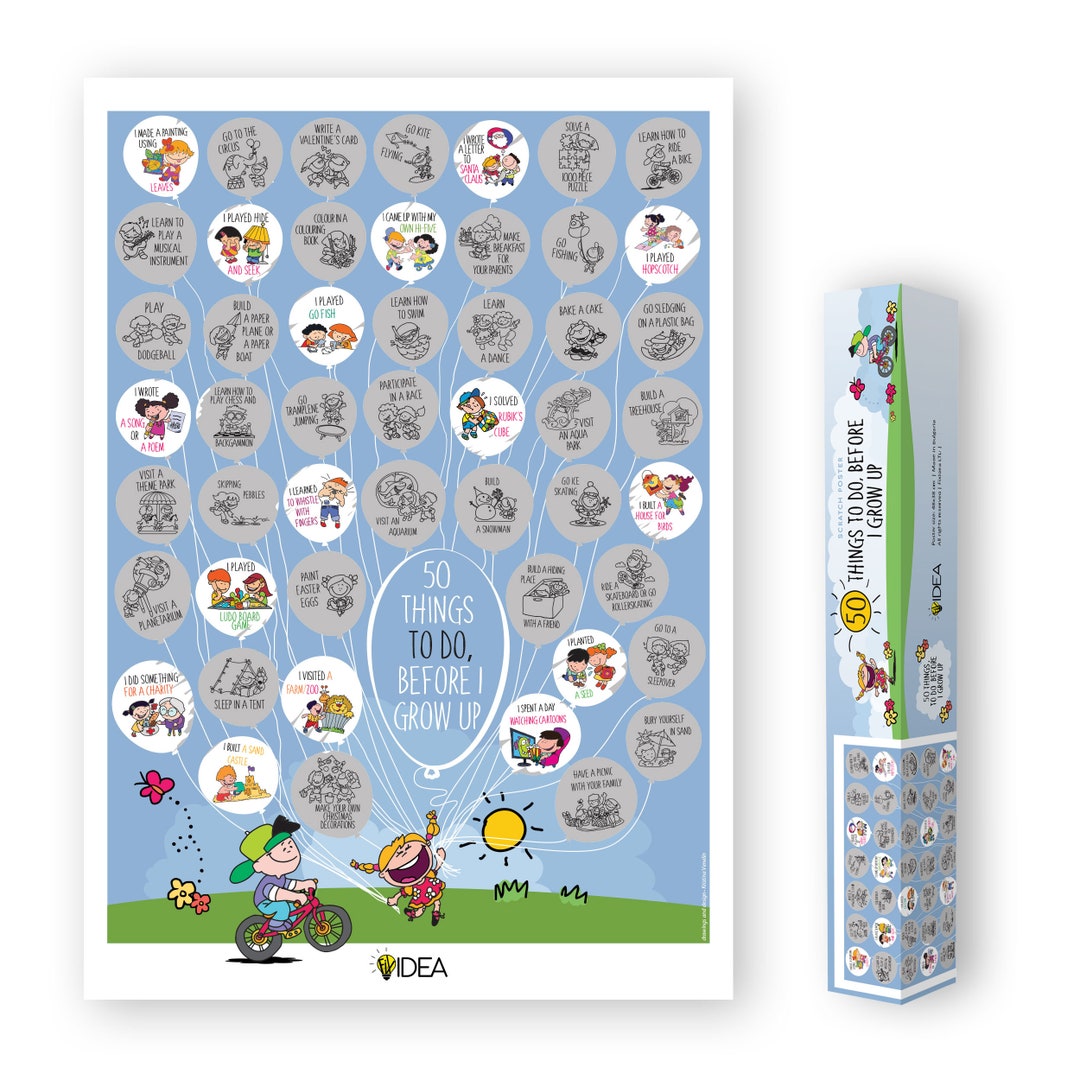 Scratch Poster 50 Things That the Kids Should Do Before Grow Up. Perfect Gift for Every Kid ...
