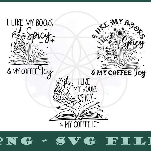 Coffee Icy and Books Spicy Svg - Etsy
