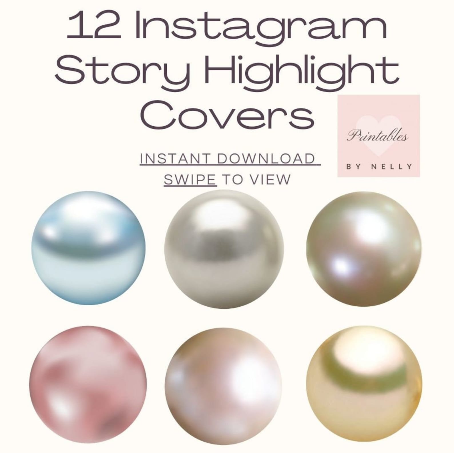 12 Instagram Highlight Covers | Pearl Icon Cover| Aesthetic Instagram ...