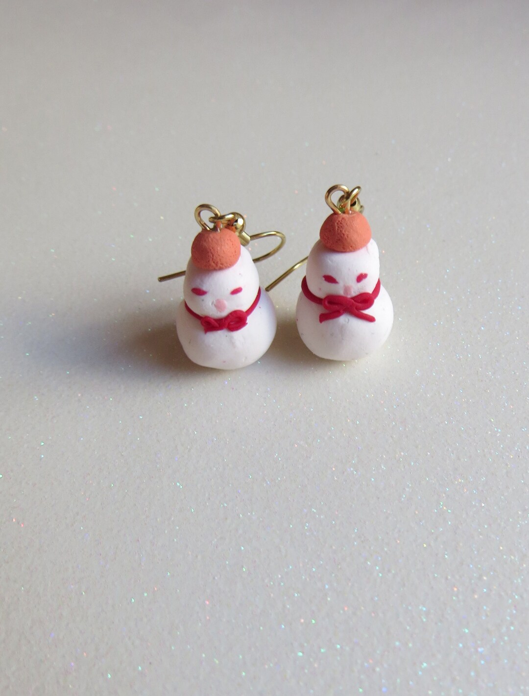 Japanese New Year Kagami Mochi Rabbit Earrings - Etsy