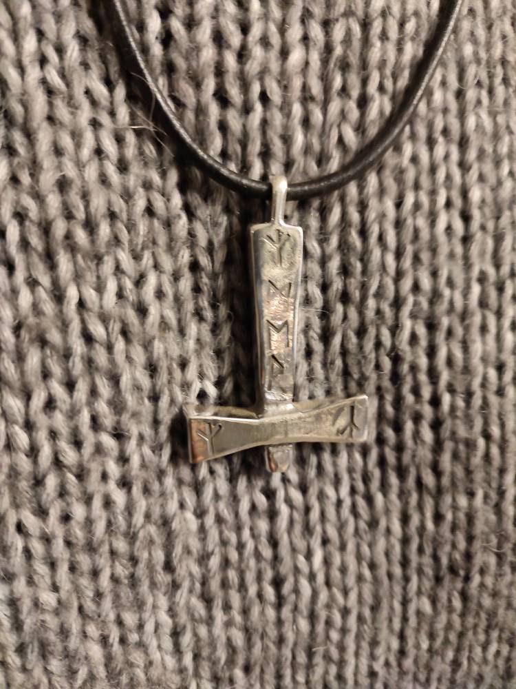 Thors Hammer With Runes Silver/bronze - Etsy