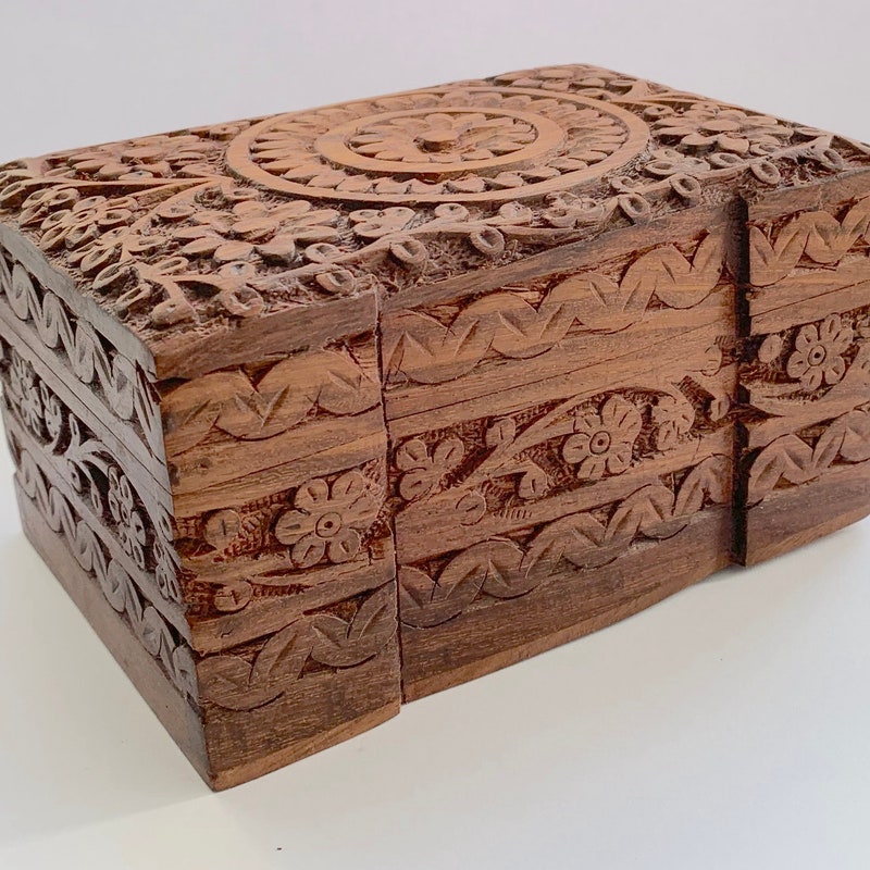 Indian Carved Wood Case - Etsy UK