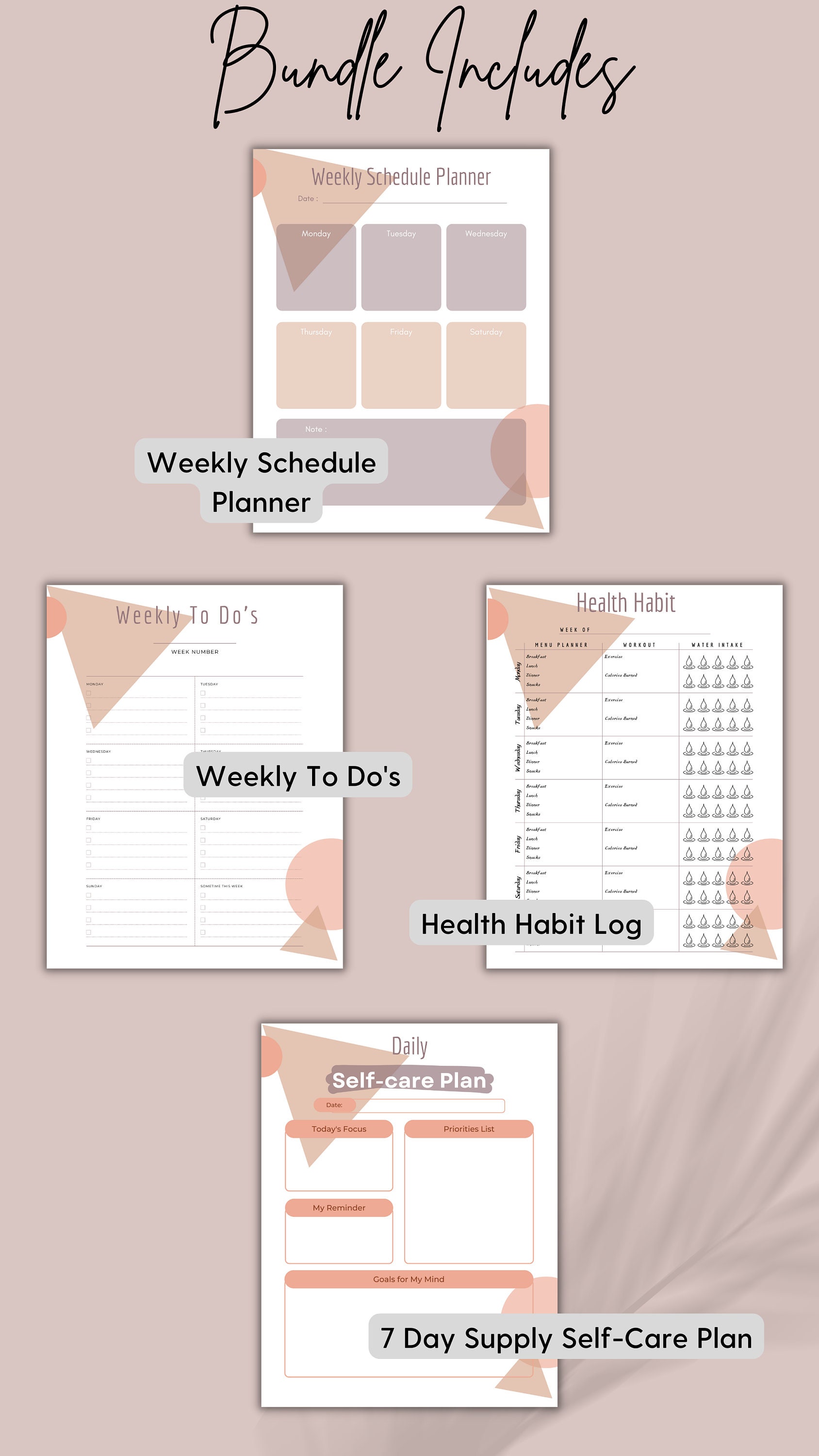 Weekly Planner Bundle, Digital Planner, Organizational Planner, Desktop ...