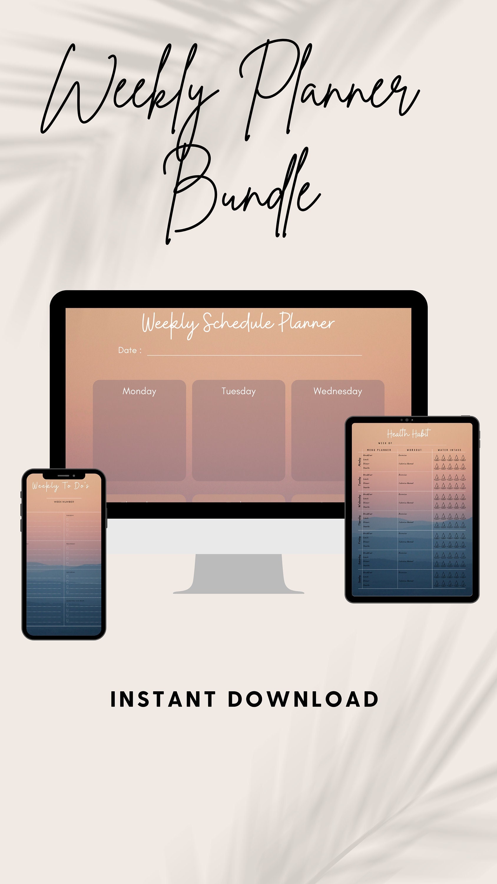 Weekly Planner Bundle, Digital Planner, Organizational Planner, Desktop ...