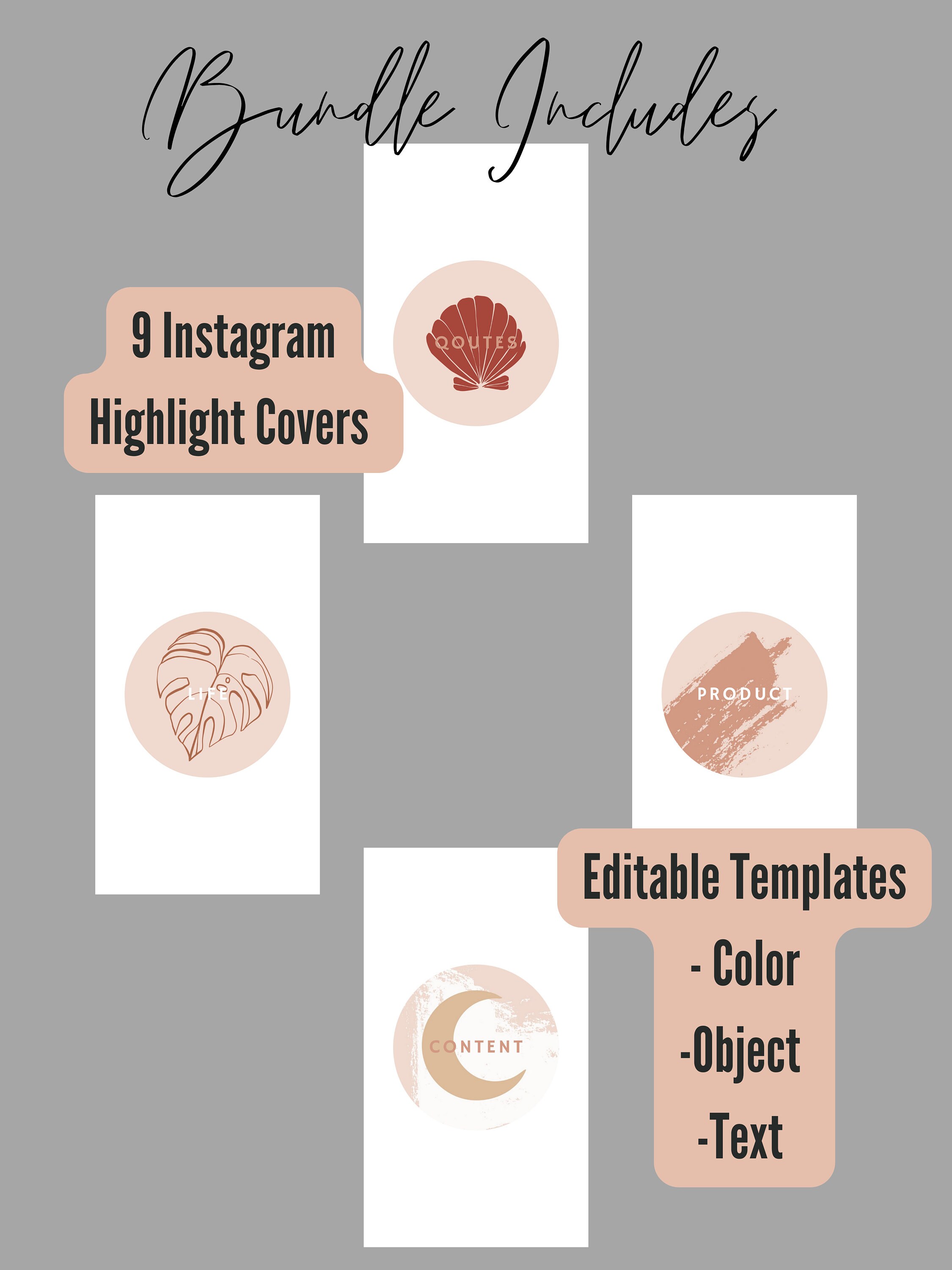 Instagram Highlight Cover Bundle, Digital Download Template, Instagram ...