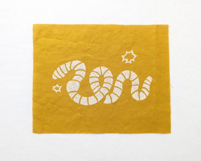 Wiggly Worm // Fabric Patch Block Print - Etsy