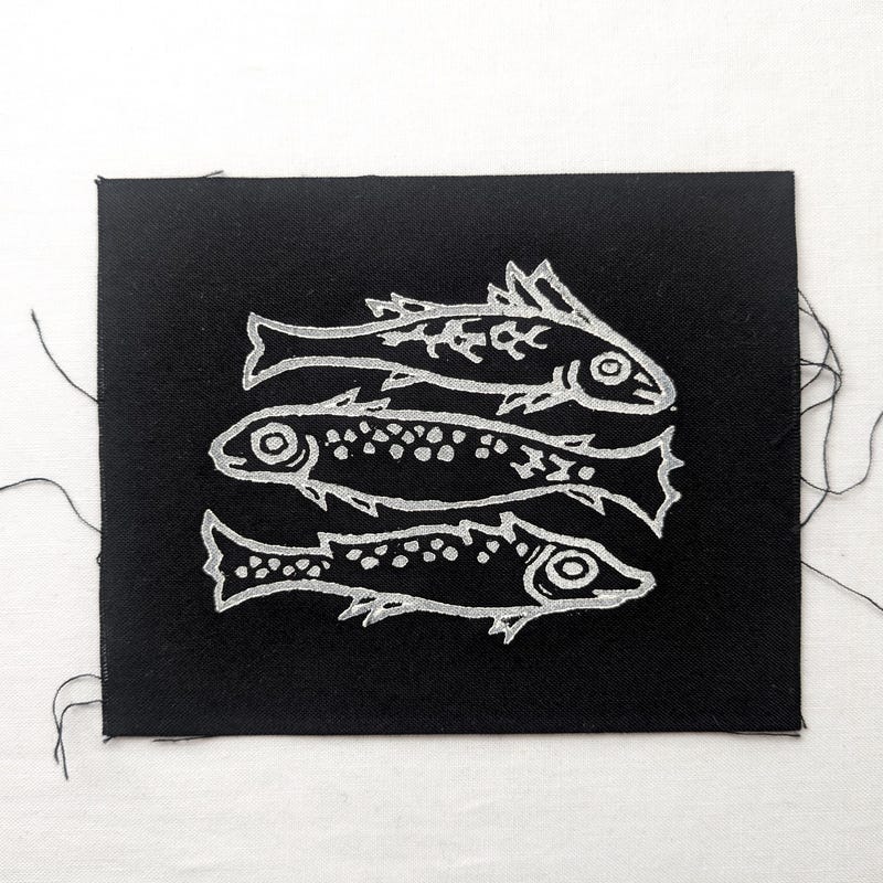 Block Print Patch Fish - Etsy