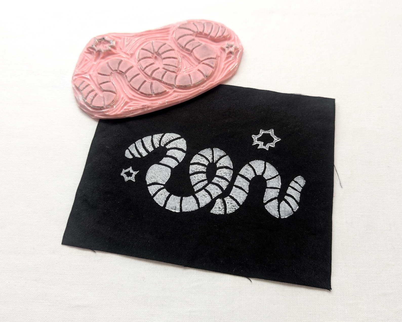 Worm Patch | Fabric Block Print Jacket Patch - Etsy