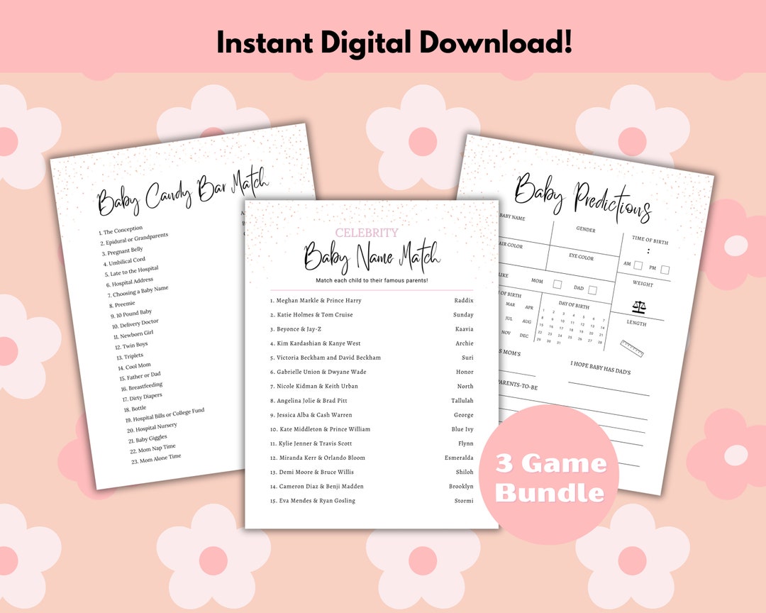 Baby Shower Game Bundle - Printable Baby Prediction Cards - Baby ...