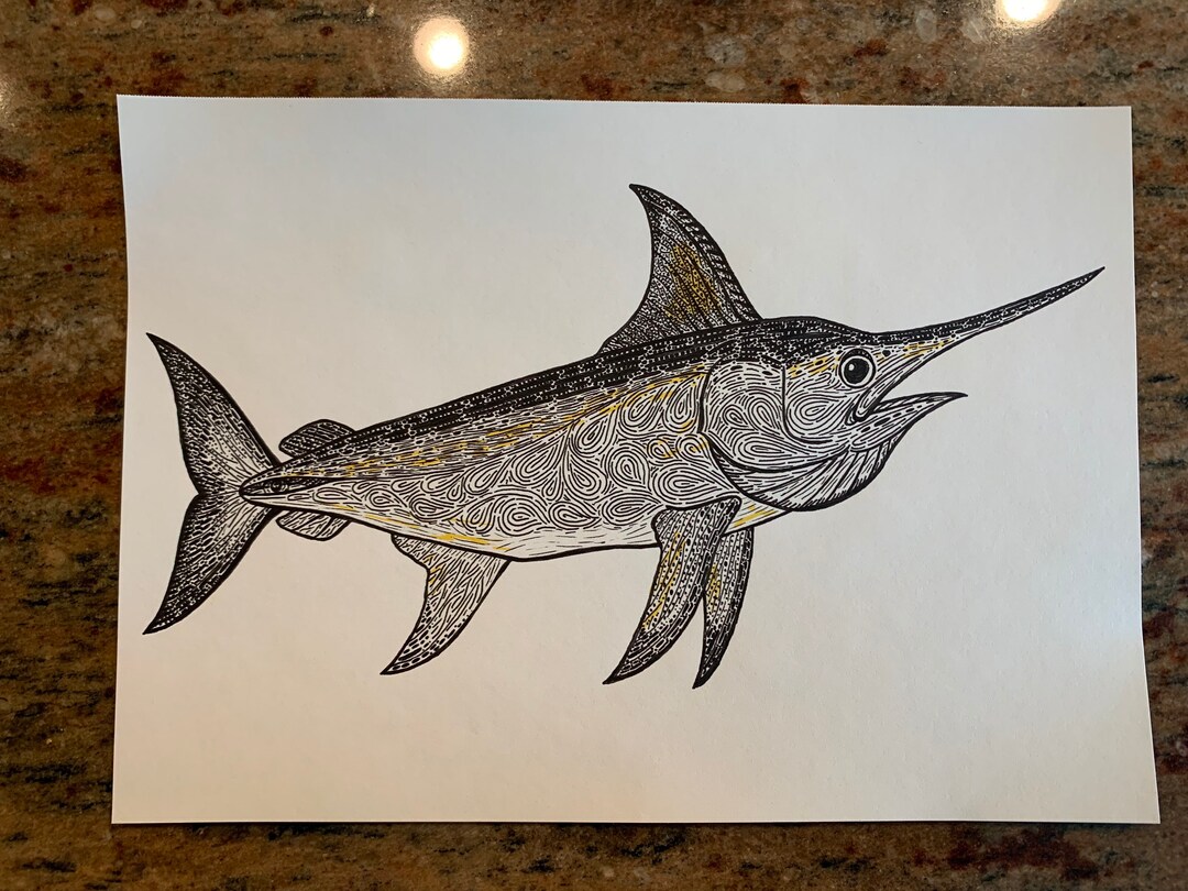 Zentangle Swordfish - Etsy