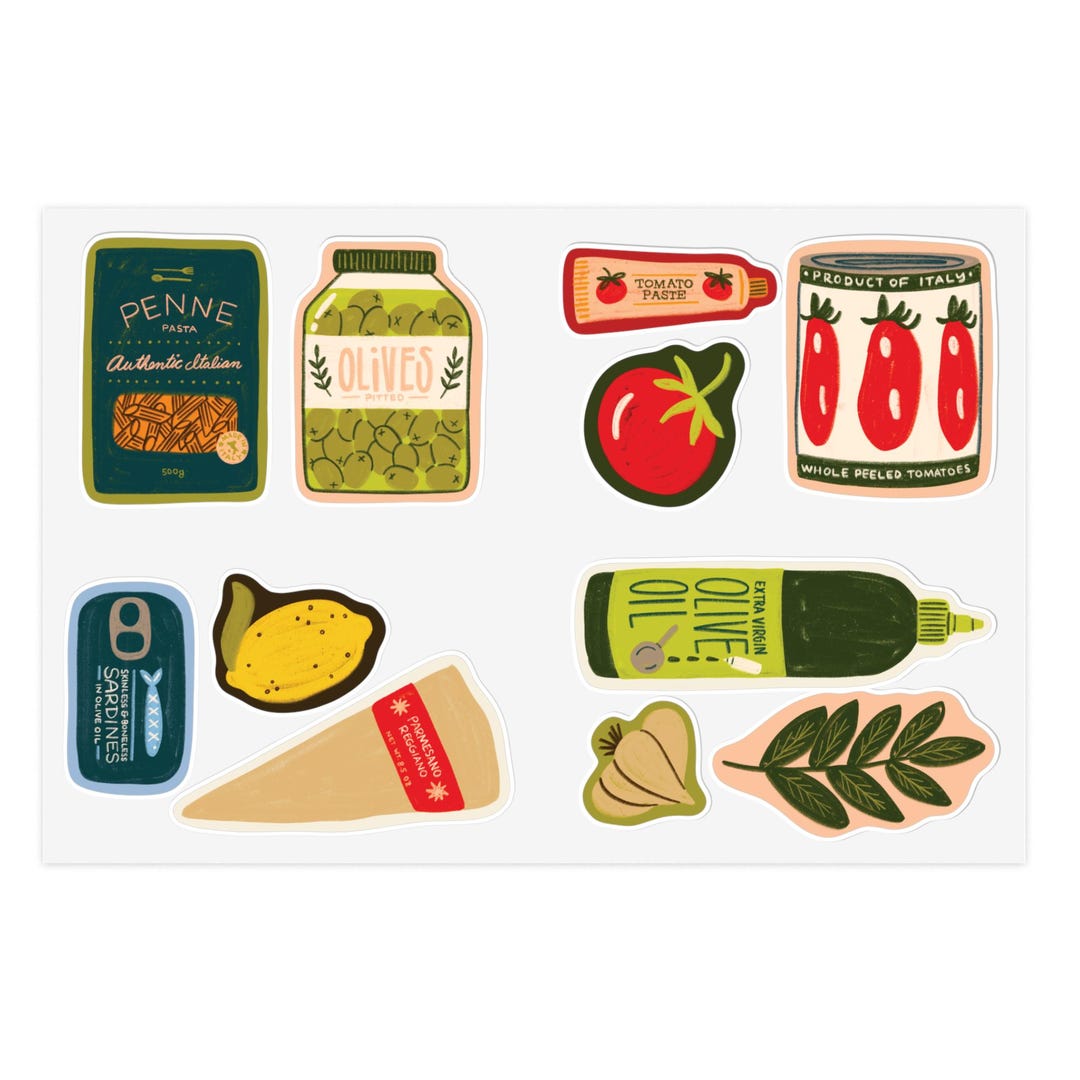 Italian Ingredients Sticker Sheets - Etsy