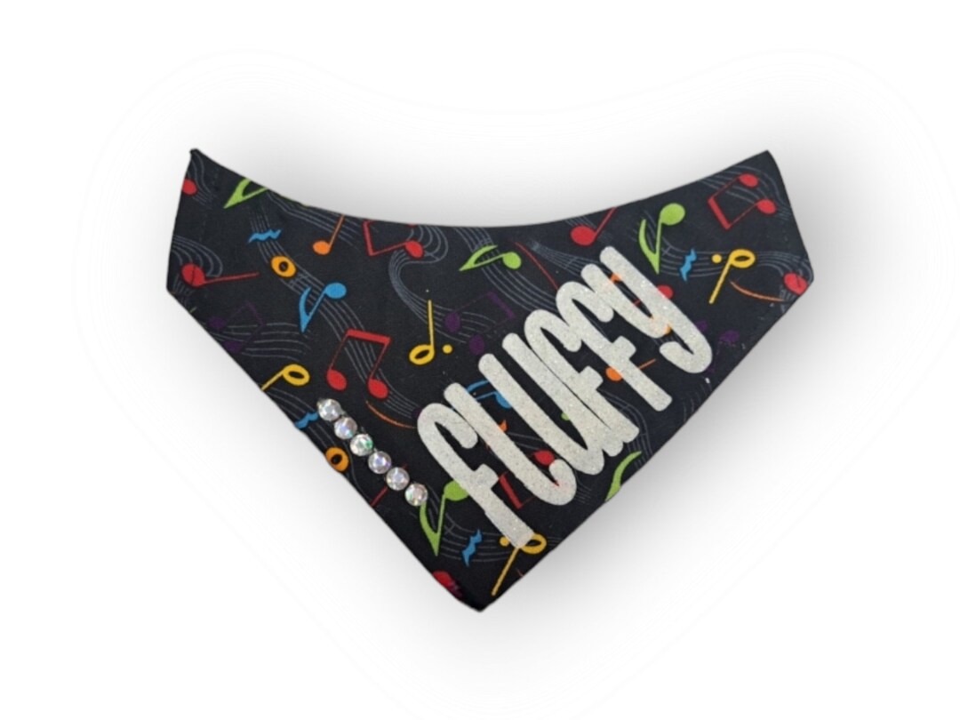 Dog Bandana, Slips Over the Collar, Musical Notes. Dog Lover Gift ...