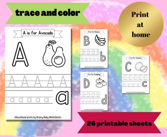 Alphabet Practice Worksheets Trace and Color Preschool - Etsy