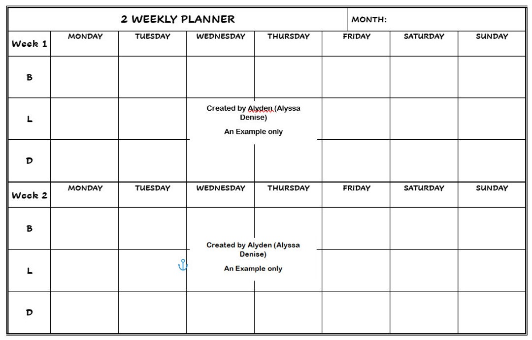 2 Weeks Menu List - Etsy