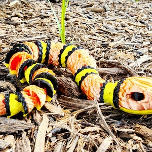 3D Printed Articulated Coral Snake, King Snake Fidget Sensory Toy, Desk ...