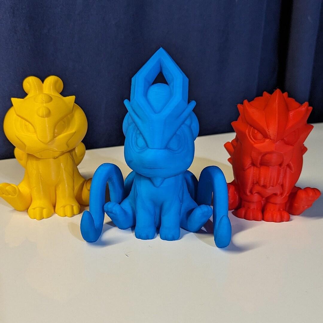 3D Printed Legendary Beasts Entei, Raikou, Suicune Pokemon Models - Etsy