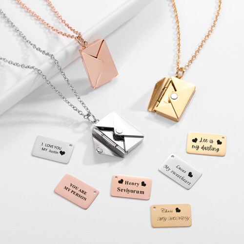 Love Letter Envelope Necklace Sterling Silver Personalized - Etsy