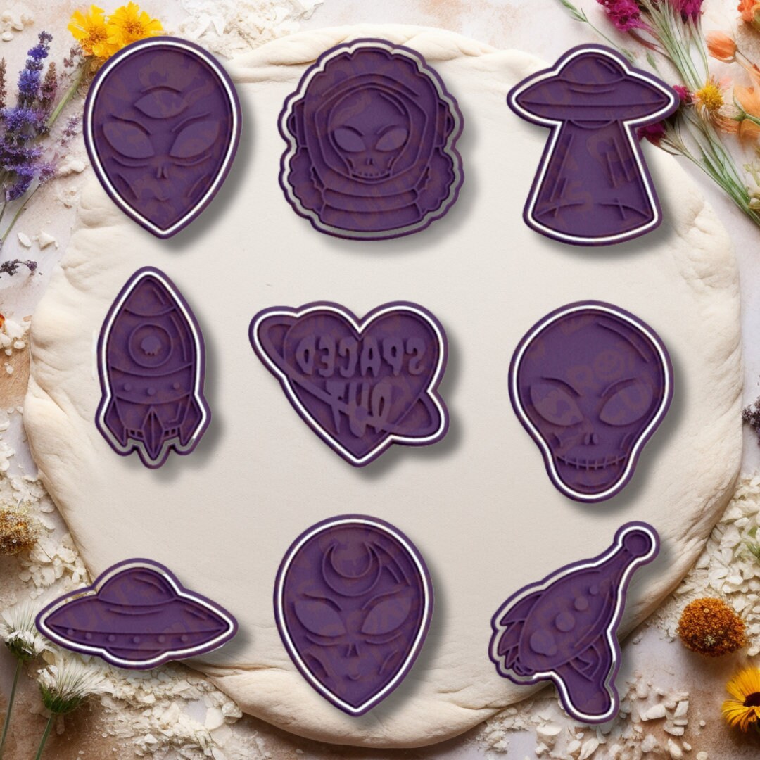 Space UFO Alien Rocket Ship Cookie Cutter Stamp Fondant Play Dough ...
