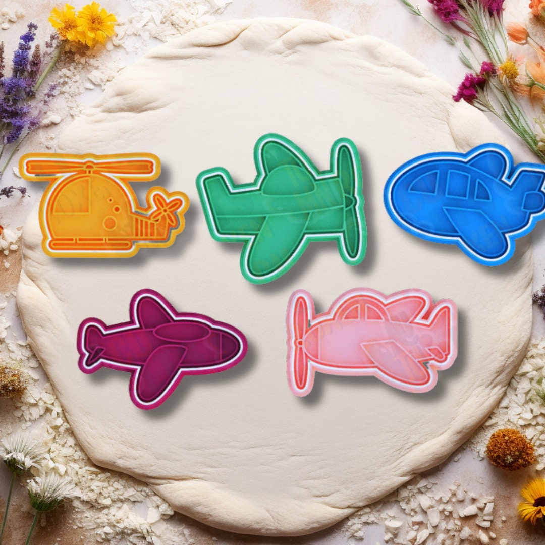 Airplane Helicopter Flying Flight Aircraft Cookie Cutter Stamp Fondant ...