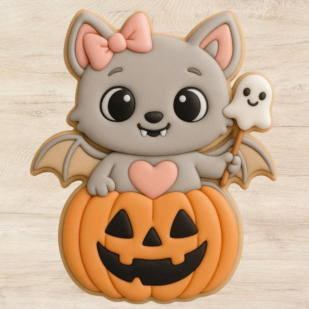 Cute Halloween Bat Cookie Cutter Girl & Boy in Pumpkin – Kawaii Bat ...