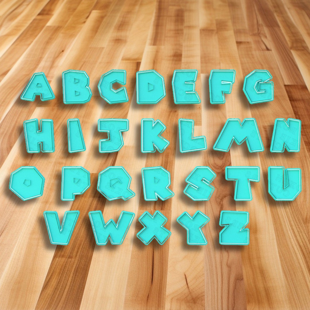 Super Mario Brothers Style Font Cookie Cutter Alphabet A-Z Stamp ...