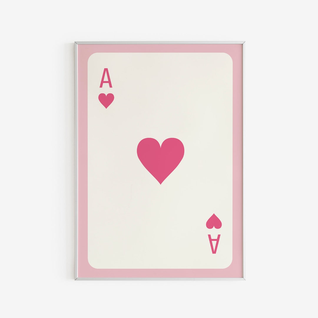 Ace of Hearts Minimalist Rose Pink Poster Playing Cards - Etsy