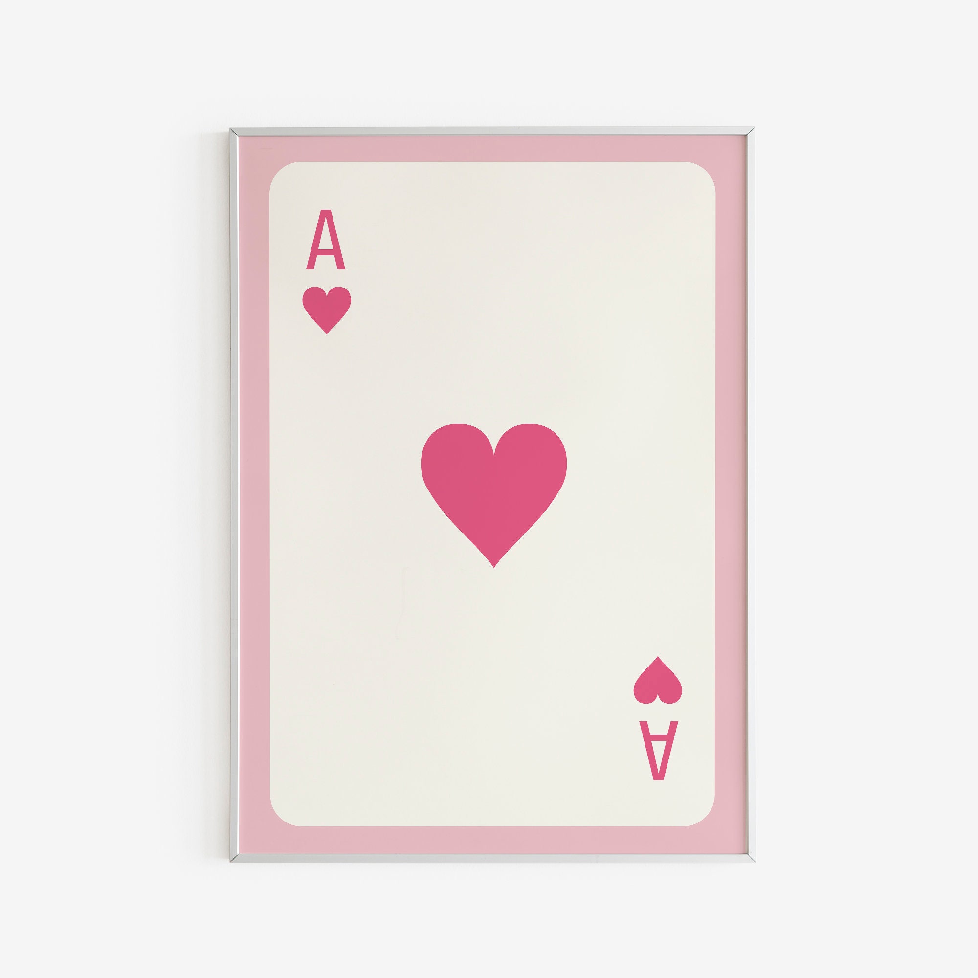 Ace of Hearts Minimalist Rose Pink Poster Playing Cards - Etsy