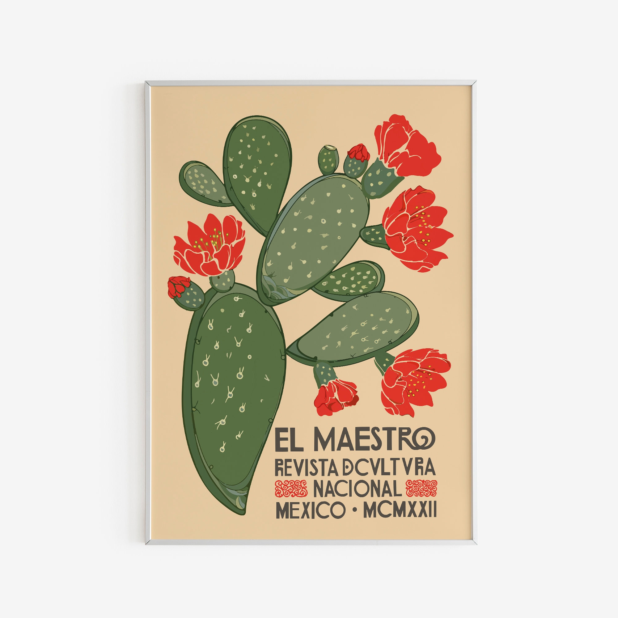 Mexico El Maestro Poster Set of 2 Wall Art Set Floral - Etsy