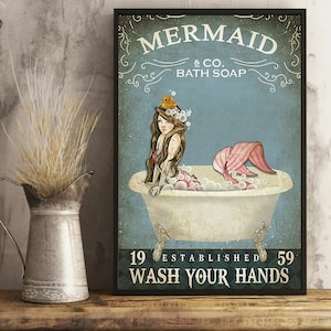 Metal Tin Sign - Bathtub Mermaid #117 - Etsy