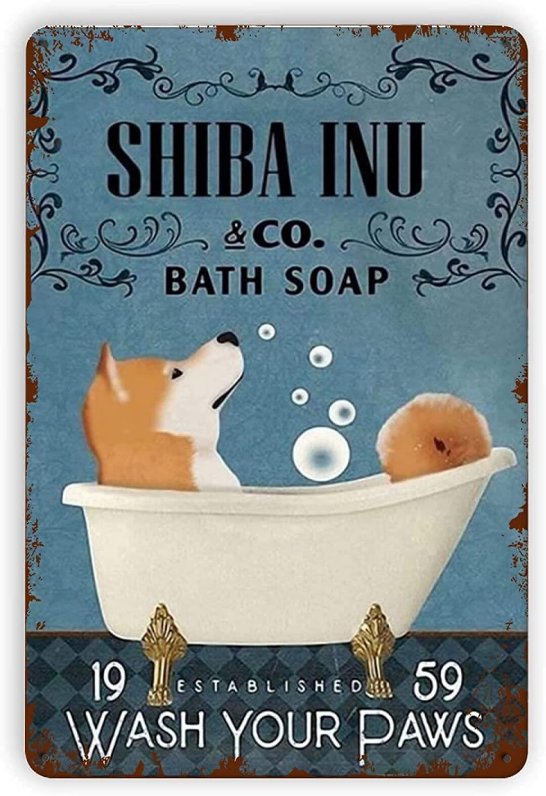 Metal Aluminum Sign- Dog Shiba Inu Bath Soap Wash Your Paws #143 - Etsy