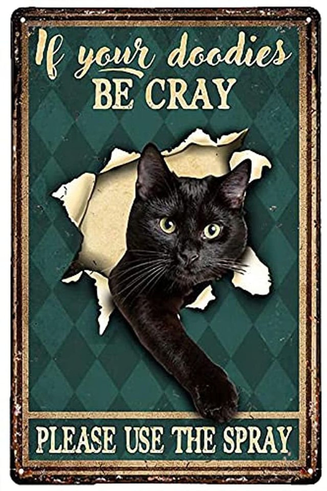 Funny Black Cat Metal Aluminum Sign - Etsy