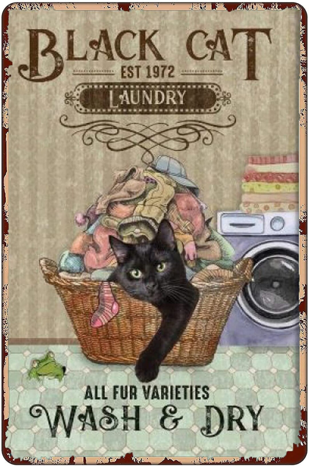 Metal Aluminum Sign Black Cat Laundry #446 - Etsy