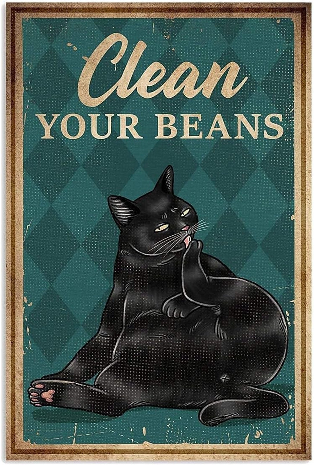 Aluminum Sign Black Cat Clean Your Beans #363 - Etsy