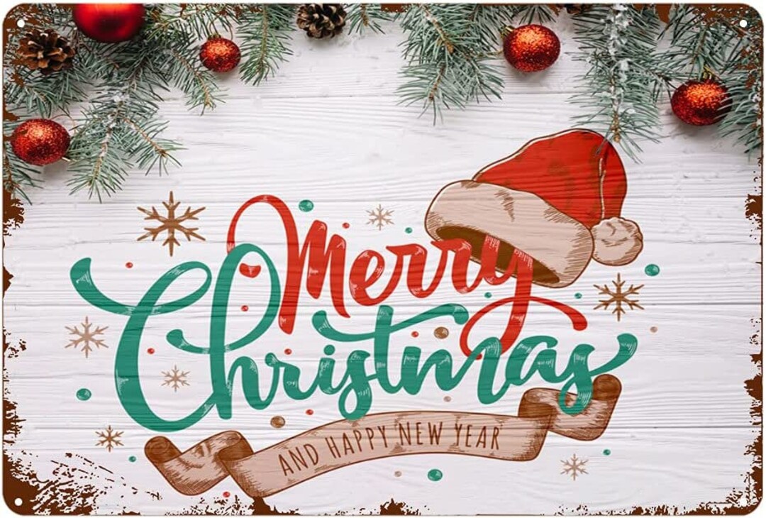 Merry Christmas Vintage Style Aluminum Sign - Etsy
