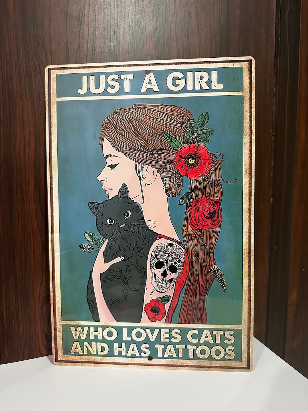 Vintage Metal Signs - Tattoo Girl and Cat Retro Tin Signs #343 - Etsy