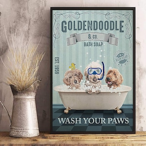 Aluminum Sign Goldendoodle Dog Wash Your Paws - Etsy