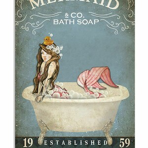 Metal Tin Sign - Bathtub Mermaid #117 - Etsy