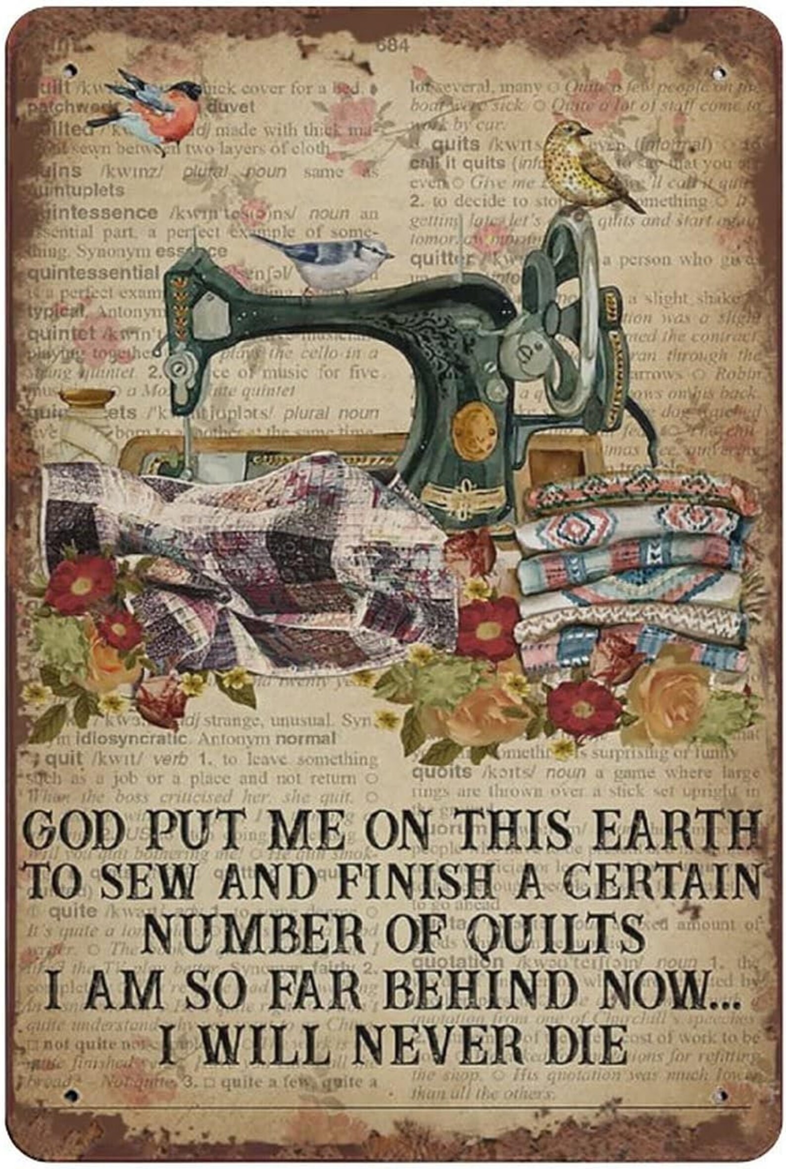 Quilting God Put Me on This Earth Vintage Aluminum Sign - Etsy