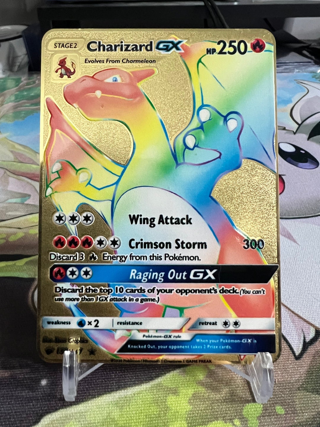 Rainbow Charizard GX Custom Gold Metal Pokemon Card - Etsy