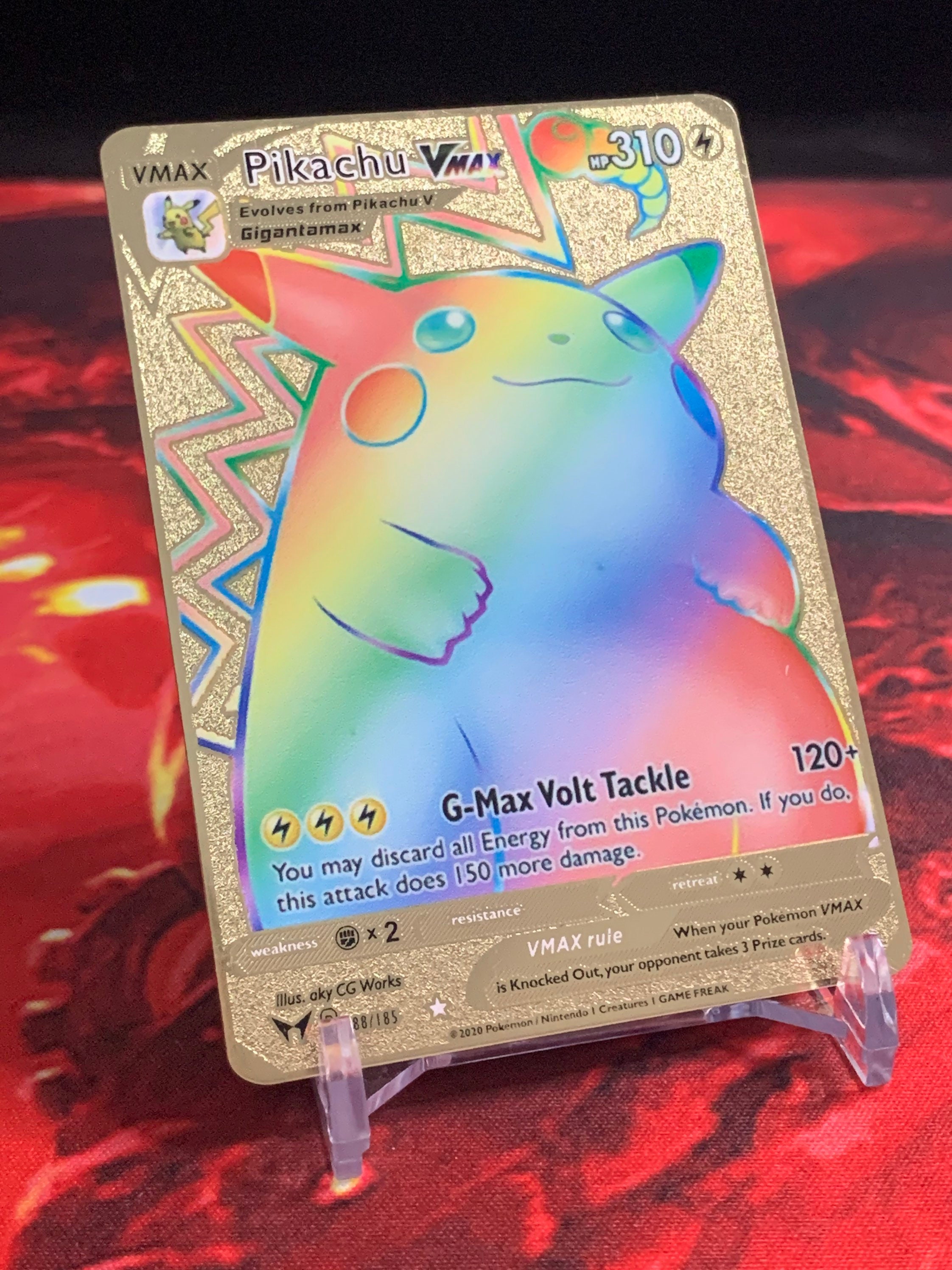 Rainbow Pikachu VMAX Custom Gold Metal Pokemon Card - Etsy