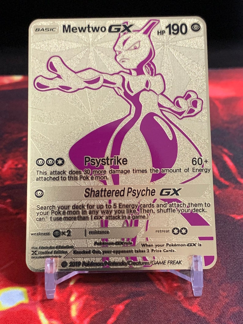 Mewtwo GX Custom Gold Metal Pokemon Card | Etsy