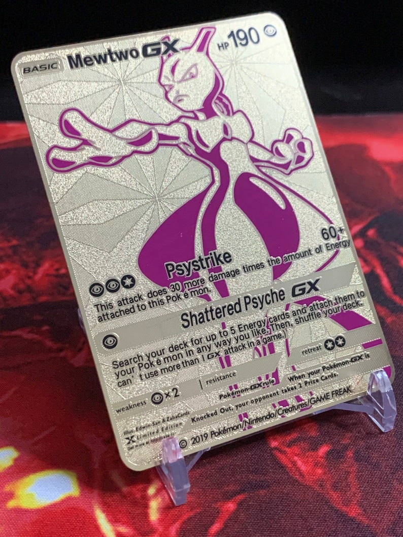 Mewtwo GX Custom Gold Metal Pokemon Card | Etsy