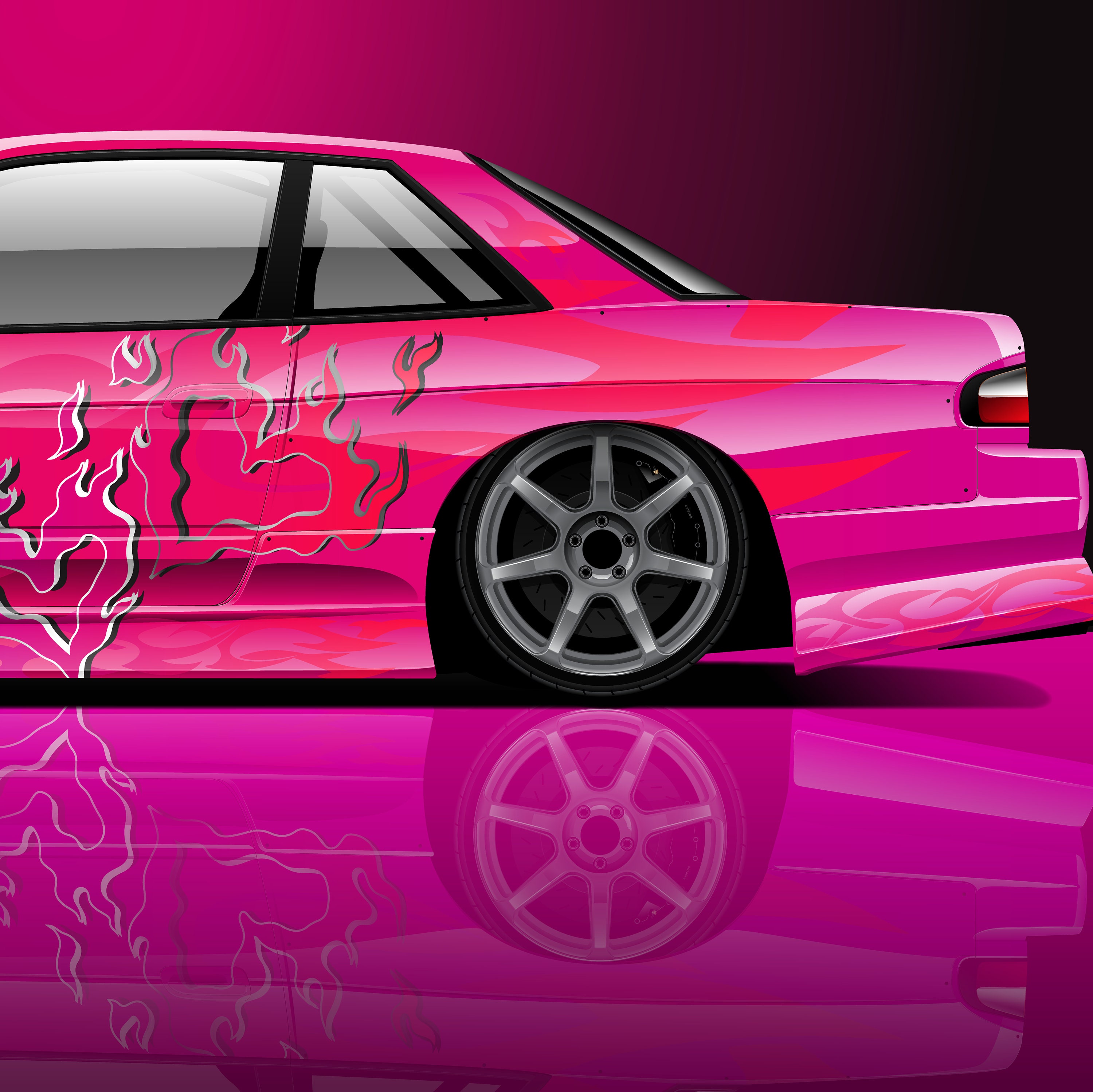 Pink Flaming Heart Drift Livery ~ Decal, Motorsport Livery, Digital ...